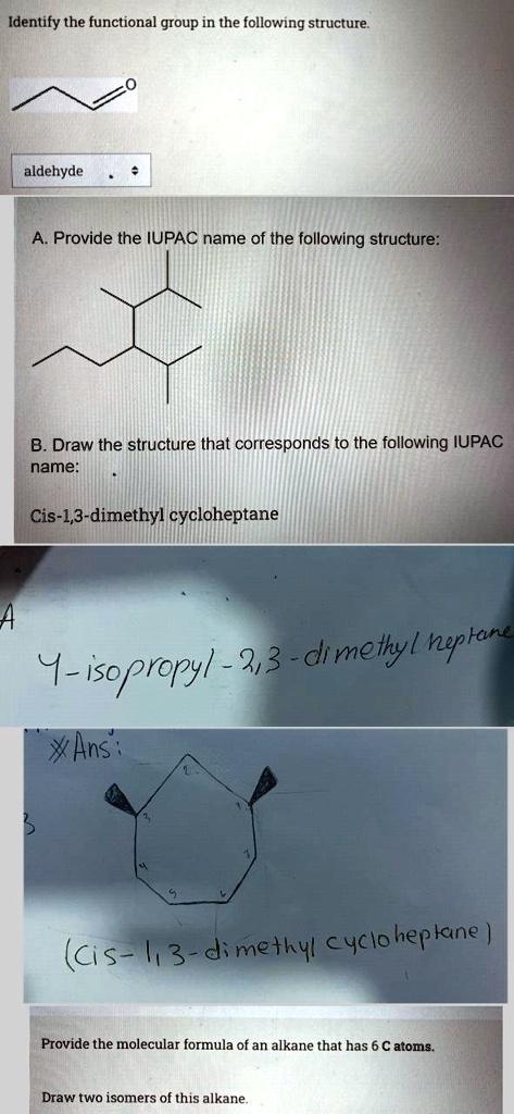 Solved Identify The Functional Group In The Following Structure