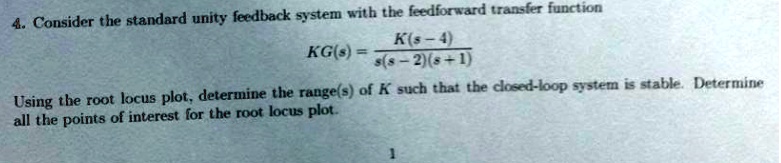SOLVED: Consider the standard unity feedback system with the feedforward transfer function K(s-4 ...