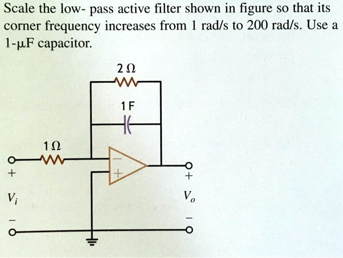Scale the low- pass active filter shown in figure so that its corner frequency increases from 1 ...
