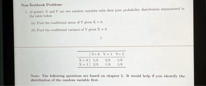 SOLVED: Non-Textbook Problems 1. (2 points) X and Y are two random variables with their joint ...