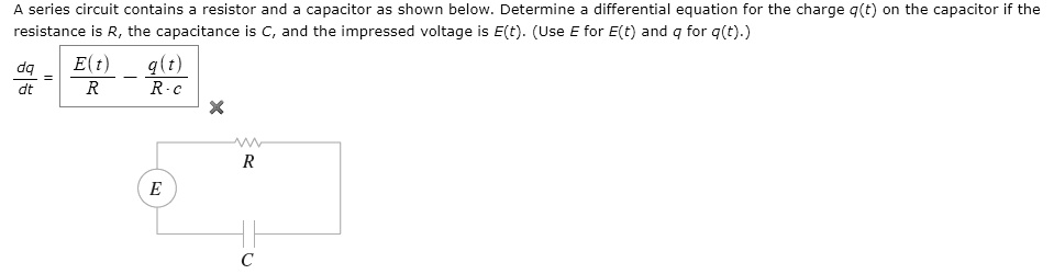series circuit contains resistor and capacitor as shown below determine ...