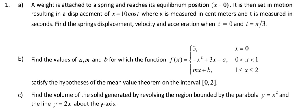 SOLVED: a) weight is attached to a spring and reaches its equilibrium ...