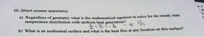 SOLVED: Heat transfer 10. (Short answer questions) What is the ...