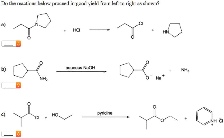 SOLVED: 'They are Yes or No answers Do the reactions below proceed in ...