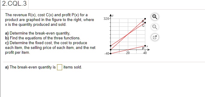 SOLVED: The revenue R(x), cost C(x), and profit P(x) for a product are ...