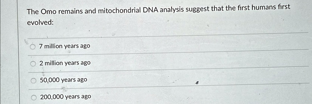 The Omo remains and mitochondrial DNA analysis suggest that the first ...