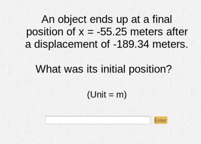 an object ends up at a final position of x 5525 meters after a ...