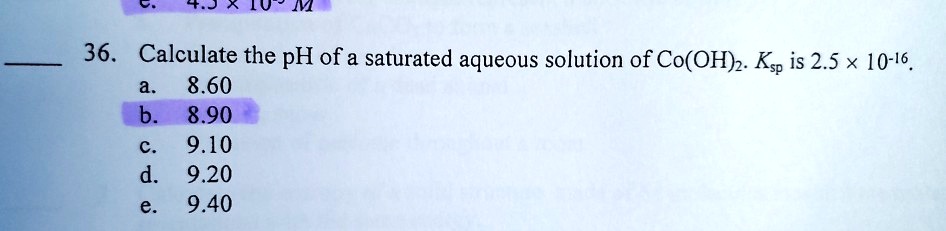lu m 36 calculate the ph of a saturated aqueous solution of cooh ksp is ...