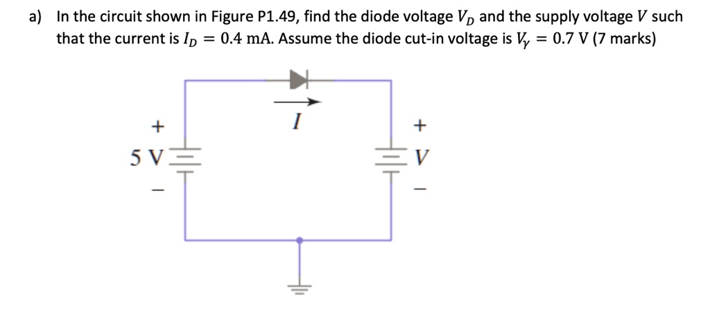 SOLVED: a) In the circuit shown in Figure P1.49, find the diode voltage Vp and the supply ...