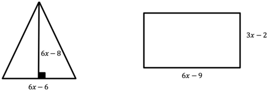 SOLVED: 'Two shapes are shown below, one isosceles triangle and one rectangle. The dimensions ...