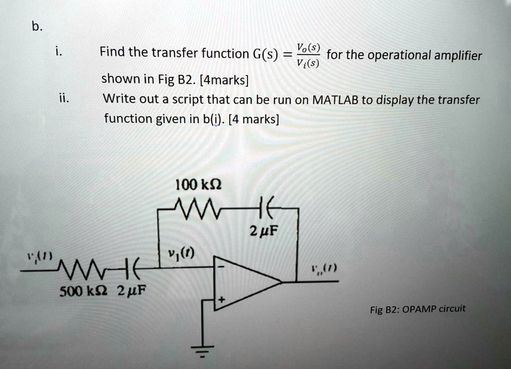 SOLVED: i. Find the transfer function G(s) Vos for the operational ...