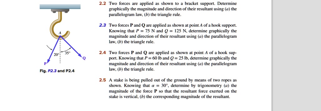 22 two forces are applied as shown t0 bracket support determine ...