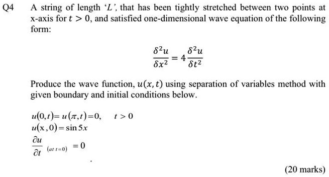 SOLVED: A string of length L, that has been tightly stretched between two points on the X-axis ...