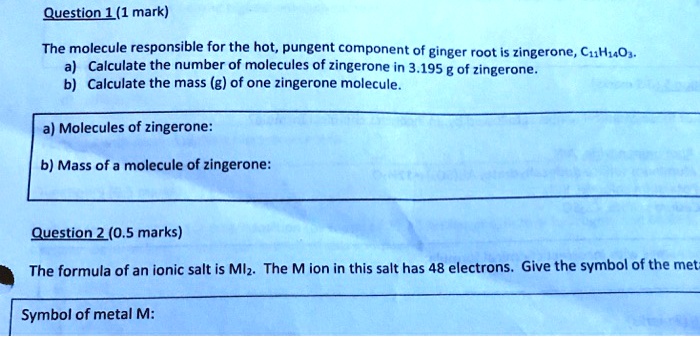 SOLVED: Question 1 (1 mark) The molecule responsible for the hot ...
