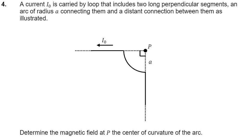 A current Io is carried by loop that includes two long perpendicular ...