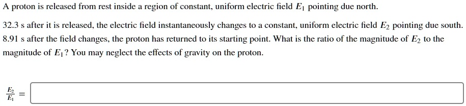 SOLVED: proton is released from rest inside region of constant; uniform electric field Ep ...