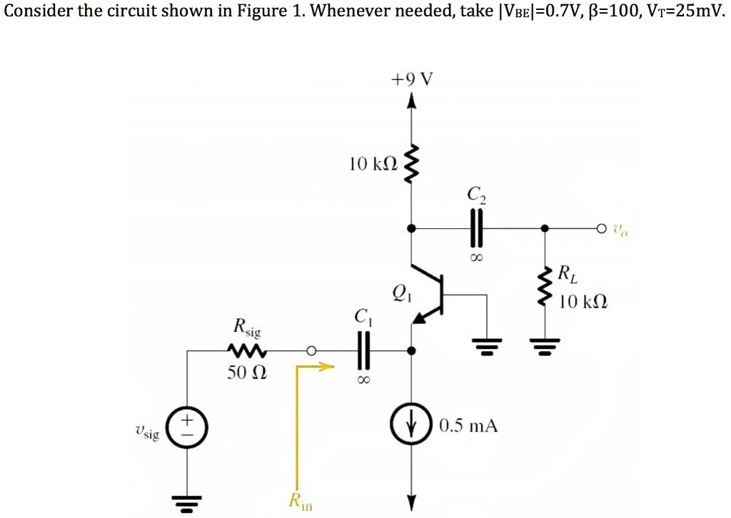 SOLVED: Derive the expression for the overall voltage gain (vo/vsig). Consider the circuit shown ...