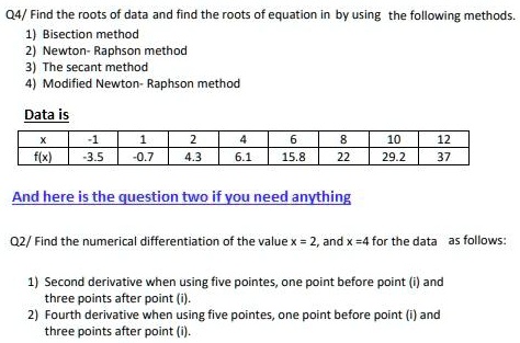 SOLVED:04/ Find the roots of data and find theroots of equation by ...