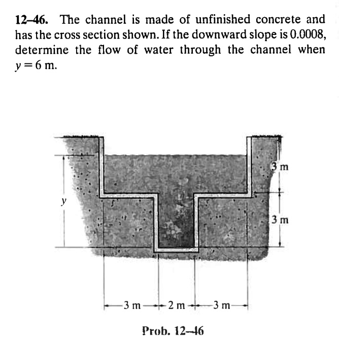 SOLVED: 12-46. The channel is made of unfinished concrete and has the ...