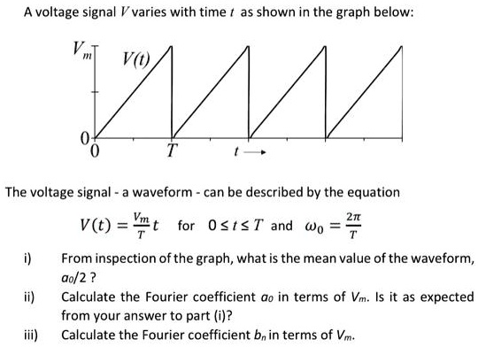 SOLVED: A voltage signal Vvaries with time t as shown in the graph ...