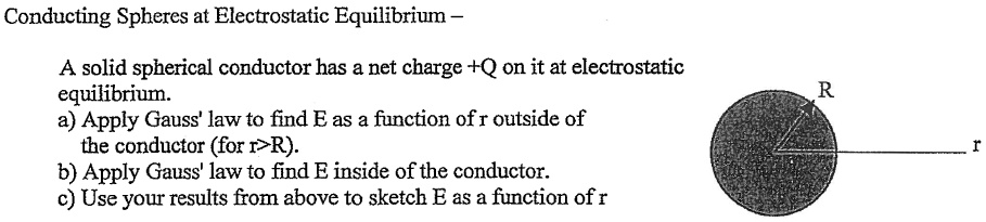 SOLVED: Conducting Spheres at Electrostatic Equilibrium A solid ...