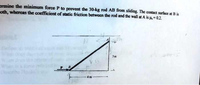 rmine the minimum force P to prevent the 30-kg rod AB from oth, whereas the = sliding ...