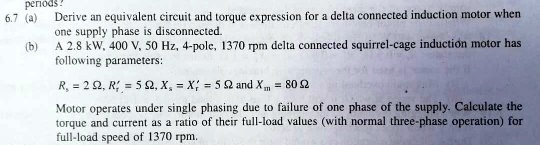 SOLVED: 6.7a Derive an equivalent circuit and torque expression for a ...