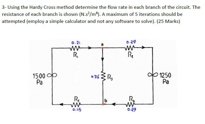 SOLVED: Using the Hardy Cross method, determine the flow rate in each branch of the circuit. The ...