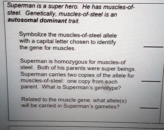 SOLVED: Superman is a superhero. He has muscles of steel. Genetically ...