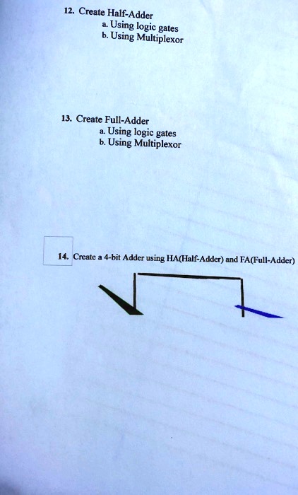 SOLVED: 12. Create a Half-Adder: a. Using logic gates b. Using ... SOLVED: 12. Create a Half-Adder: a. Using logic gates b. Using ...