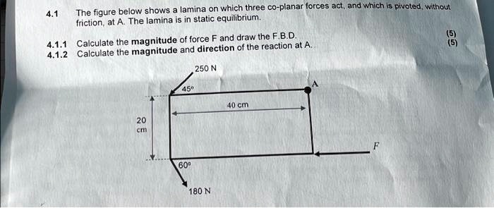 SOLVED: 4.1 The figure below shows a lamina on which three co-planar forces act, and which is ...
