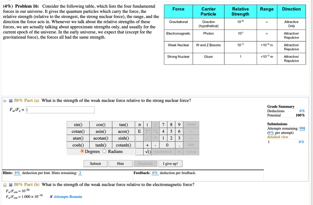 SOLVED: Texts: 4%) Problem 16: Consider the following table, which lists the four fundamental ...
