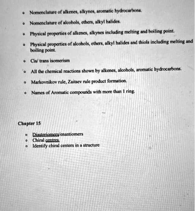 SOLVED: Nomenclature of alkenes, alkynes, aromatic hydrocarbons Nomenclature of alcohols, ethers ...