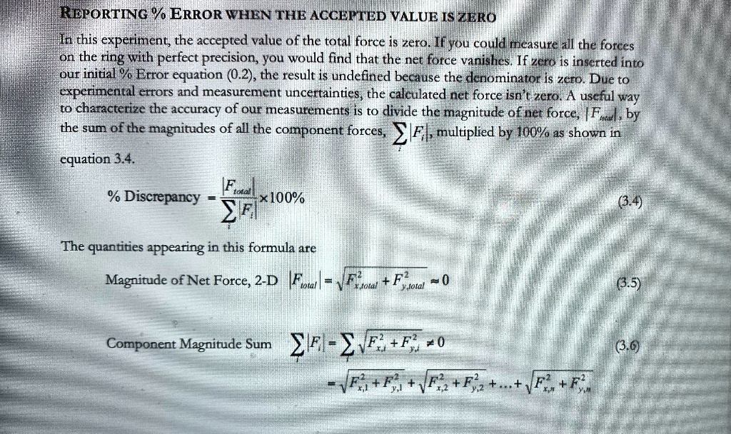 SOLVED: REPORTING % ERROR WHEN THE ACCEFTED VALUE IS ZERO Hn this ...