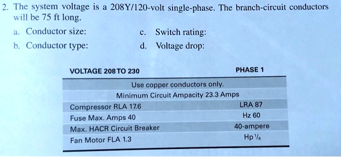 SOLVED: The system voltage is 208Y/120-volt single-phase. The branch ...