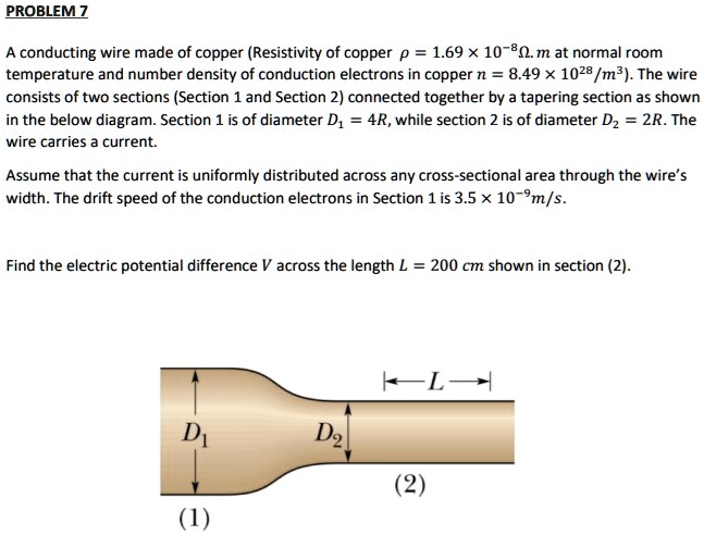 SOLVED:PROBLEMZ conducting wire made of copper (Resistivity of copper p ...