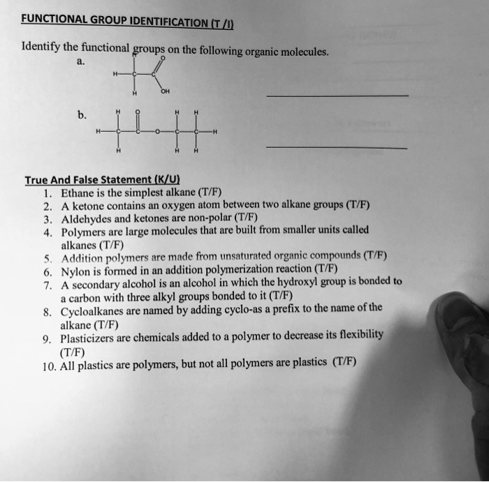SOLVED:EUNCTIONALGRQUP IDENTIFICATIONLI LL Identify the functional ...