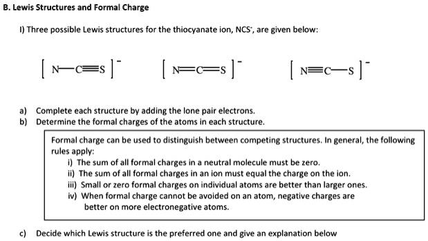 b lewis structures and formab charge i three possible lewis structures ...