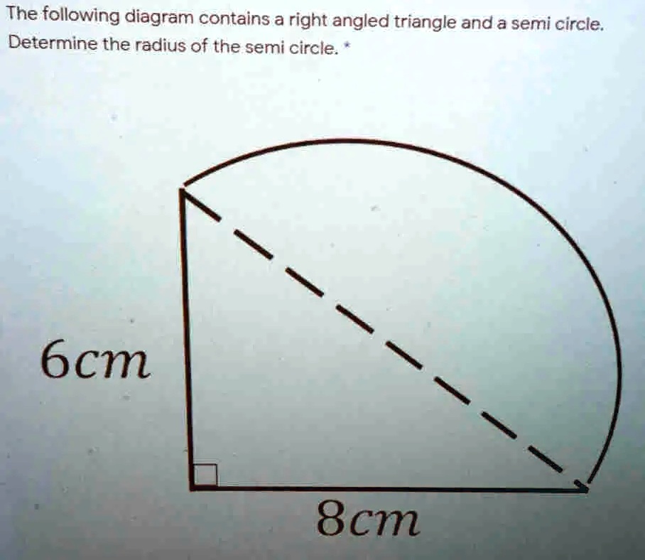 The following diagram contains a right angled triangle and a semi ...