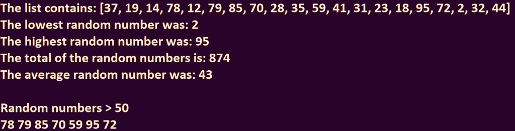 Solved In Python Write A Program That Generates 20 Random Integers Between 1 And 100 And Adds 8466