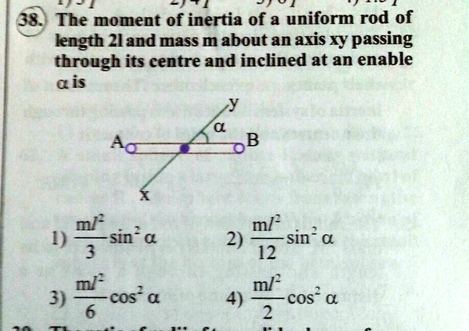 SOLVED: The moment of inertia of a uniform rod of length 2L and mass M ...