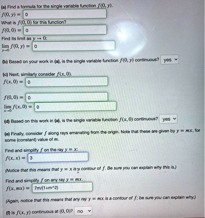 A Find A Formula For The Single Variable Function F0y What Is F00 For This Function 2632