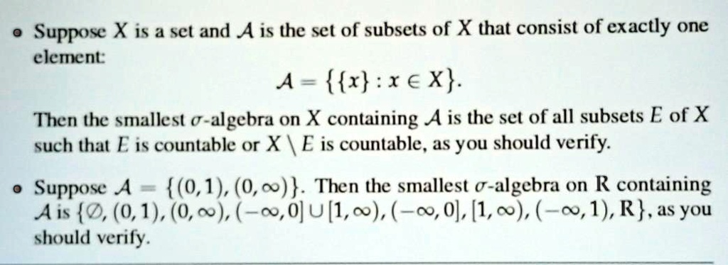 SOLVED: Suppose X is a sel and A is the set of subsets of X that consist of exactly one element ...