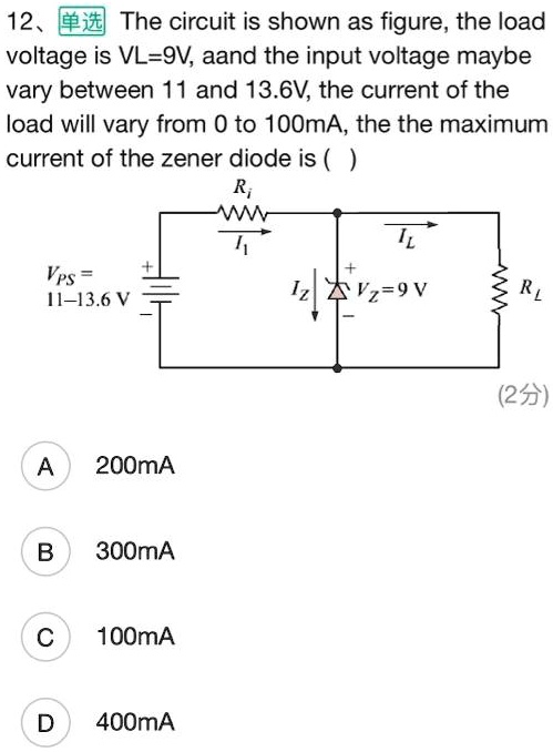 12??? The circuit is shown as figure, the load voltage is VL=9V, aand ...