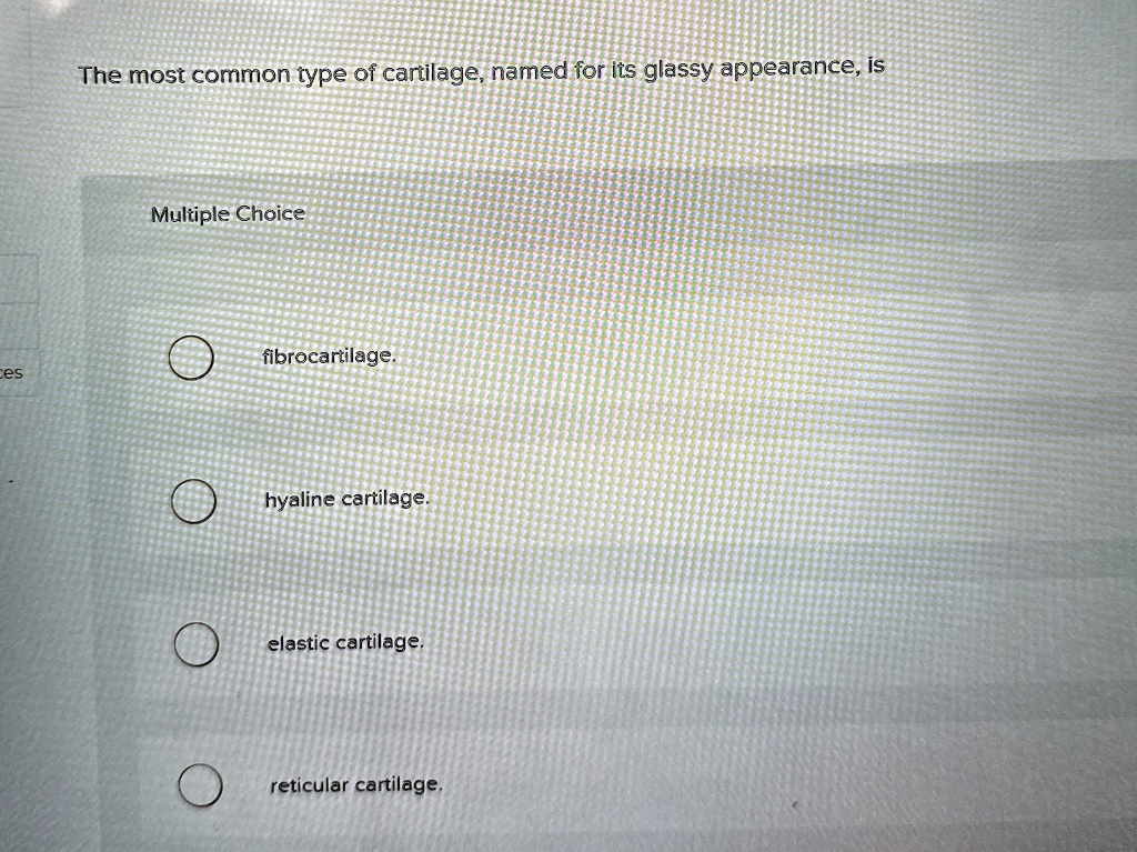 The most common type of cartilage, named for its glassy appearance, is ...