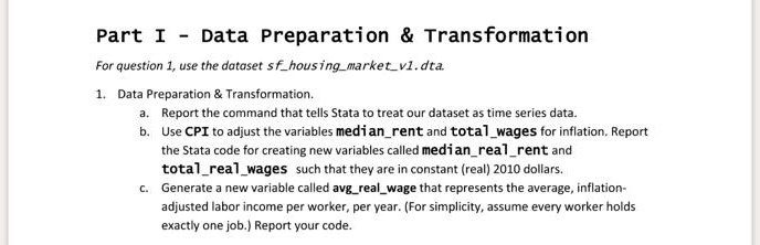 SOLVED: Part I - Data Preparation Transformation For question 1, use the dataset ...