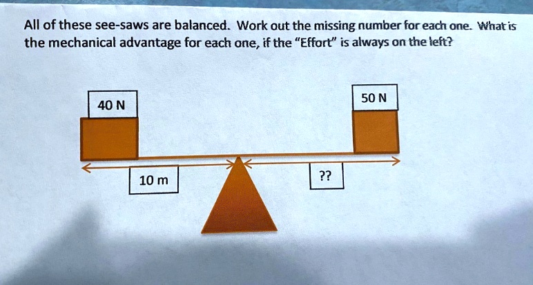 SOLVED: All of these see-saws are balanced Work out the missing number ...