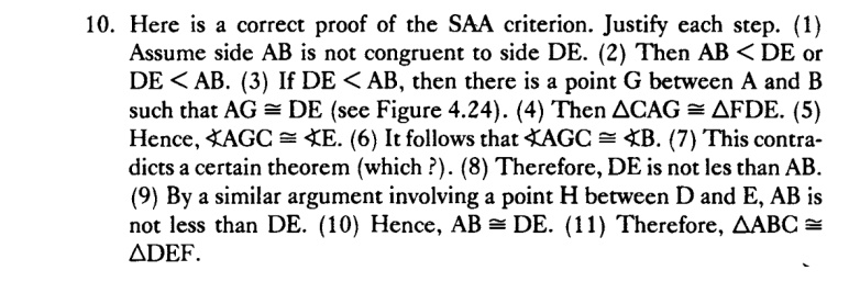 SOLVED: Here is a correct proof of the SAA criterion. Justify each step ...