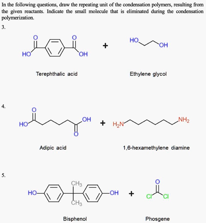 SOLVED: In the following questions, draw the repeating unit of the ...