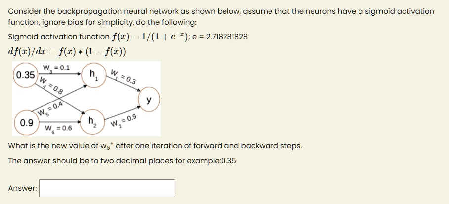 Consider The Backpropagation Neural Network As Shown Below Assume That